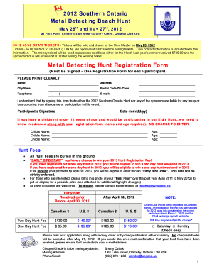 Fillable Online Metal Detecting Hunt Registration Form Fax Email Print ...