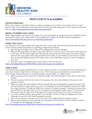 Fillable Online POTLUCK FUN & GAMES Fax Email Print - pdfFiller