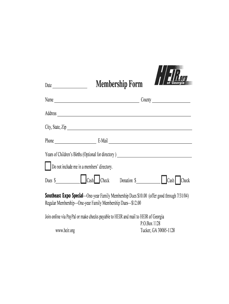 Fillable Online Membership Form - heirorg Fax Email Print - pdfFiller