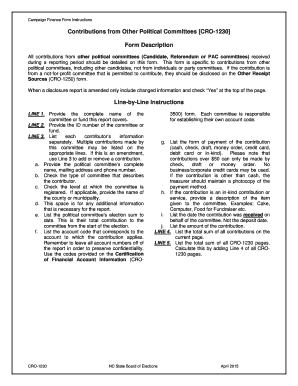 Fillable Online Contributions from Other Political Committees CRO-1230 ...