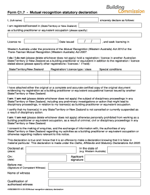 Fillable Online 7 - Mutual recognition statutory declaration Fax Email ...