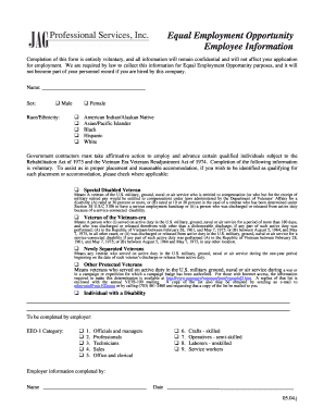 Fillable Online Equal Employment Opportunity Employee Information Fax ...