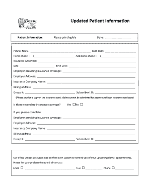 Fillable Online Updated Patient Information Fax Email Print - pdfFiller
