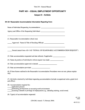 Fillable Online Title 230 General Manual PART 401 EQUAL EMPLOYMENT ...