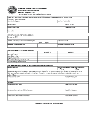 Fillable Online in REQUEST FOR SDO ACCOUNT ESTABLISHMENT ... - IN.gov ...