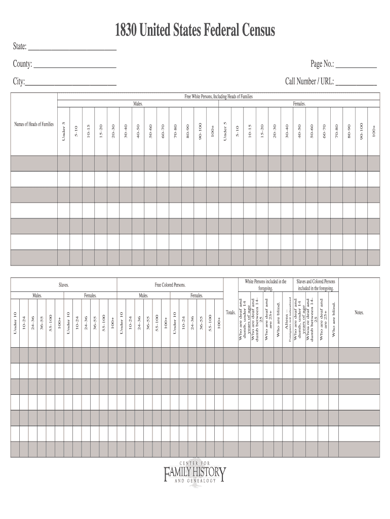 Fillable Online census byu 1830 Blank Census Form - census byu Fax ...