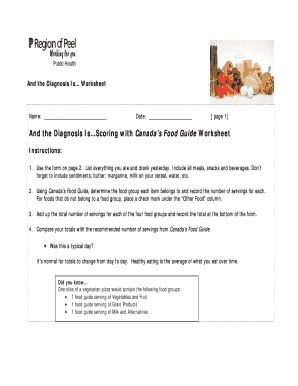 Fillable Online And the Diagnosis IsScoring with Canadas Food Guide ...