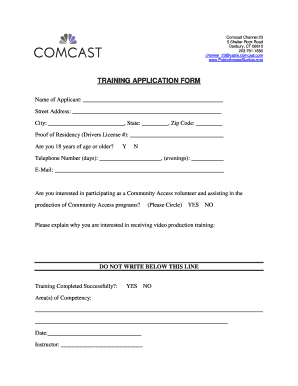 Fillable Online TRAINING APPLICATION FORM - PUBLIC ACCESS STUDIOS Fax Email Print - pdfFiller