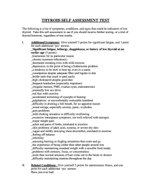 Fillable Online THYROID SELF ASSESSMENT TEST Fax Email Print - pdfFiller
