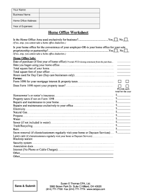 Fillable Online Your Name: Business Name: Home Office Address: Year of ...