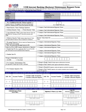 Fillable Online UOB Internet Banking Business Maintenance Request Form ...