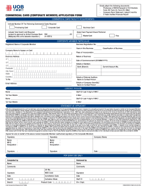 Fillable Online COMMERCIAL CARD CORPORATE MEMBER APPLICATION FORM - UOB Fax Email Print - pdfFiller