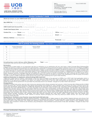 Fillable Online UOB MAIL ORDER FORM Fax Email Print - pdfFiller