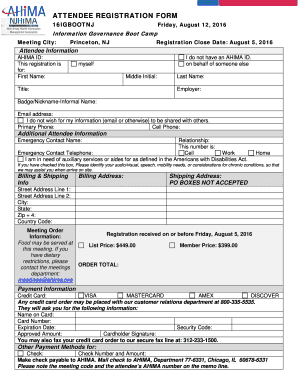 Fillable Online ahima Information Governance Boot Camp bReg Form New ...