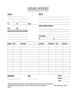 Fillable Online Order Form 022311 Fax Email Print - pdfFiller