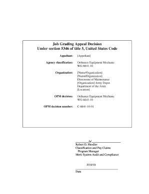 Fillable Online opm Job Grading Appeal Decision Under section 5346 of ...