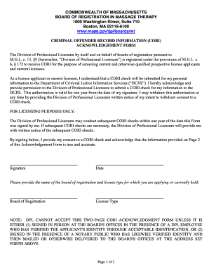 Fillable Online mass CORI Permission Form - mass Fax Email Print ...