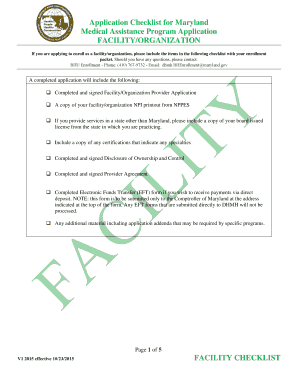 Fillable Online mmcp dhmh maryland Application Checklist for Maryland ...