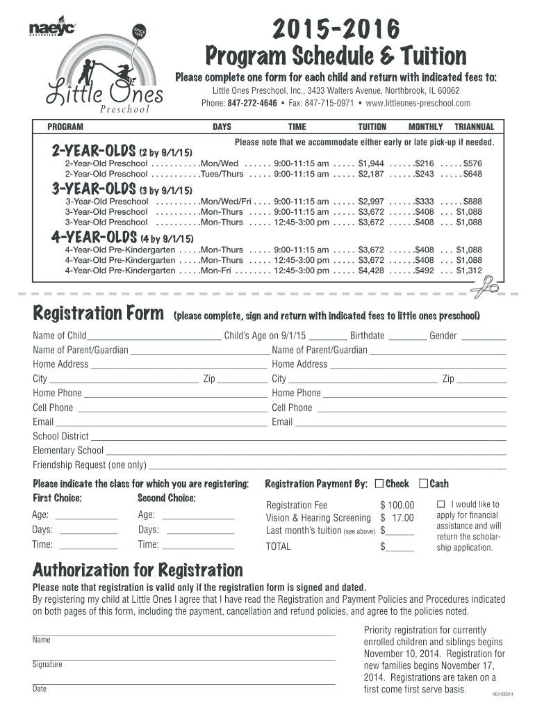 Fillable Online MASTER Tuition form 2015-2016--ACTIVE original NEW Fax ...