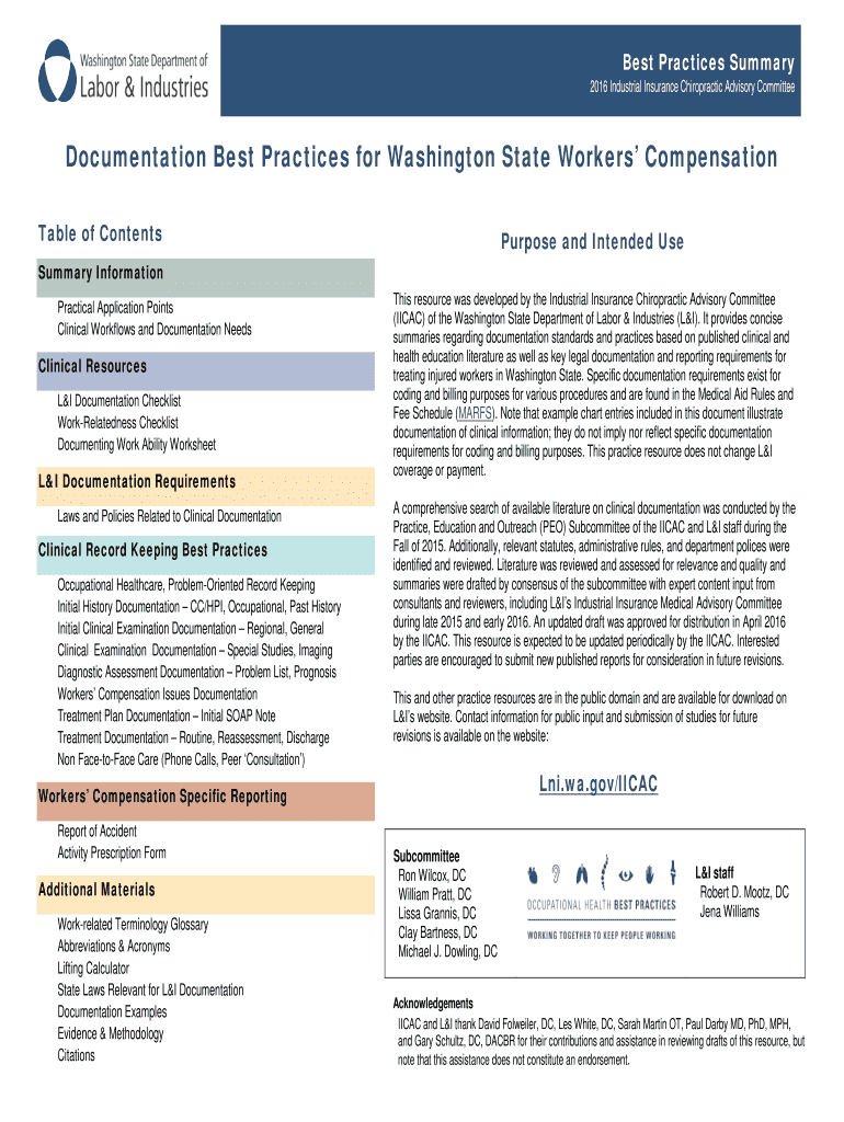 Fillable Online lni wa Documentation Best Practices for Washington ...