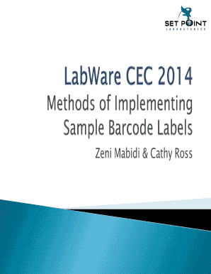 Fillable Online Methods of Implementing Sample Barcode Labels - LabWare ...