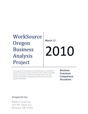 Fillable Online WorkSource Oregon Business Analysis Project Business ...