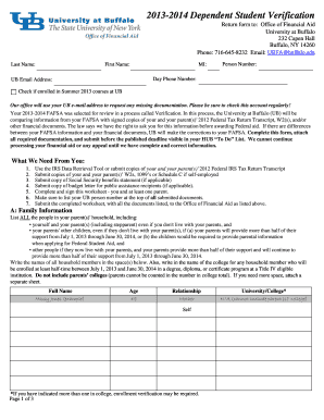Fillable Online wings buffalo Dependent Student Verification Dependent Student Verification Form ...