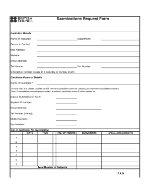 Fillable Online Examinations Request Form Fax Email Print - pdfFiller