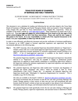 Fillable Online dshs texas SUPERVISORY AGREEMENT FORM INSTRUCTIONS ...