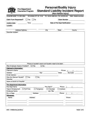 Fillable Online Standard Liability Incident Report. reporting of ...