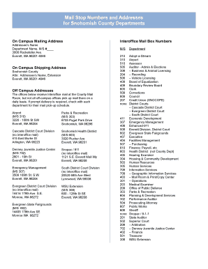 Fillable Online Mail Stop Numbers and Addresses Fax Email Print - pdfFiller