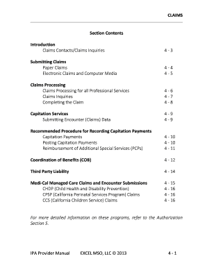 Fillable Online Claims Contacts/Claims Inquiries Fax Email Print ...
