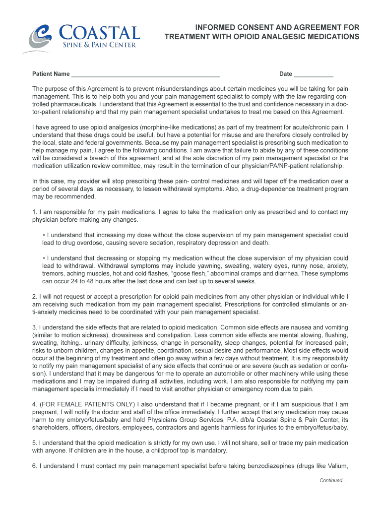 Fillable Online Informed consent and agreement for treatment with ...