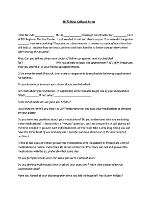Fillable Online 48-72 Hour Callback Script - bnoplacelikehomenvbbcomb ...