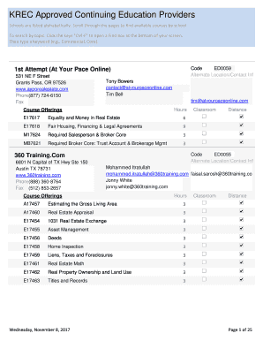 Fillable Online KREC Approved Continuing Education Providers Fax Email ...