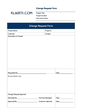 Fillable Online Change Request Form - bKlaritib Fax Email Print - pdfFiller