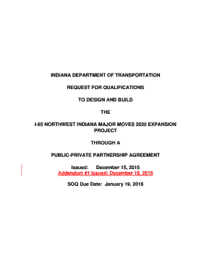 Fillable Online in INDIANA DEPARTMENT OF TRANSPORTATION REQUEST FOR ...