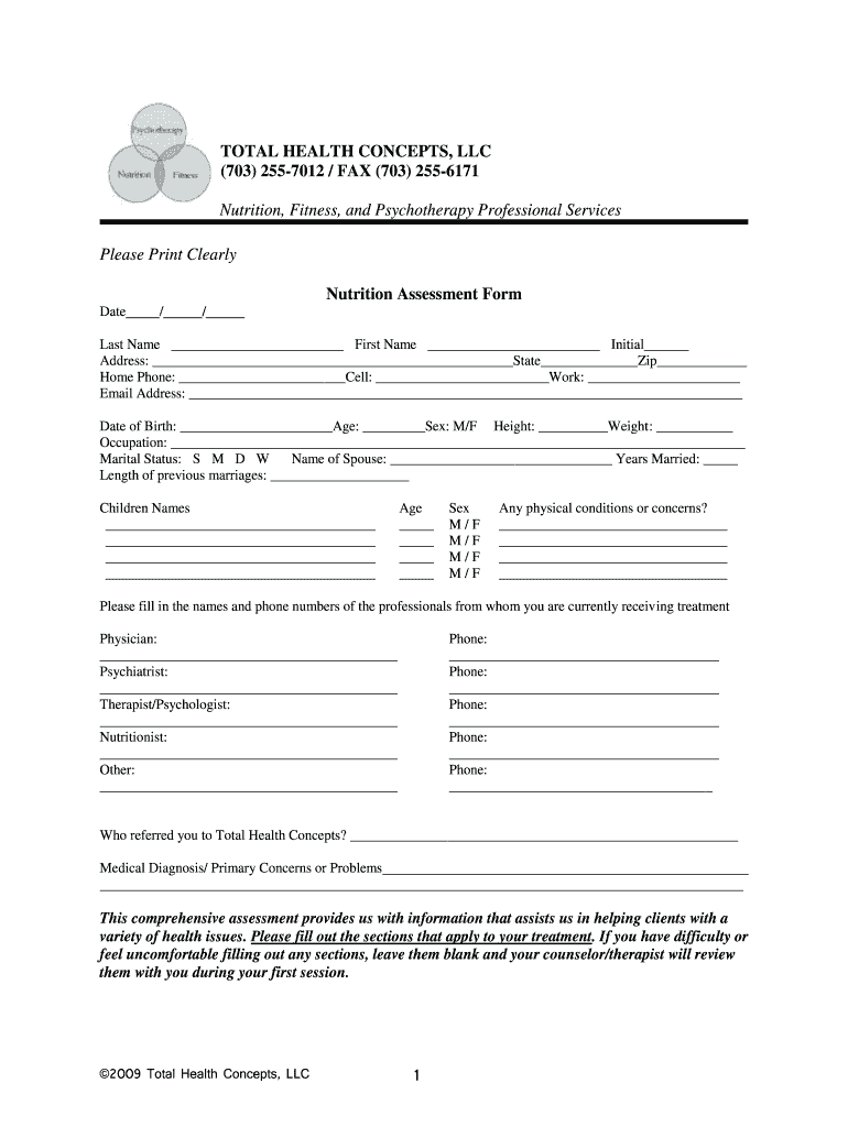Fillable Online totalhealthconcepts 1 TOTAL HEALTH CONCEPTS, LLC (703 ...