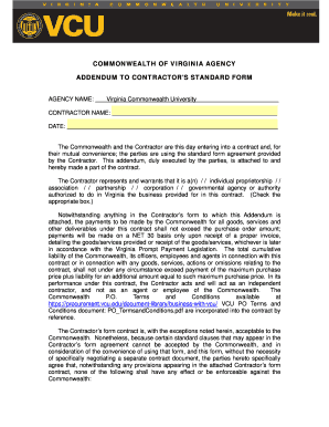 Fillable Online Contract bForm Addendumb B - VCU Procurement Fax Email ...