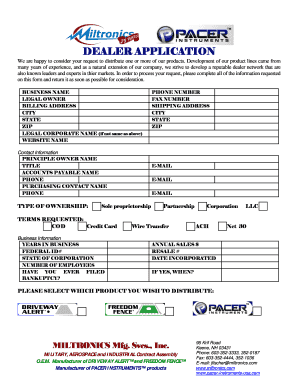 Fillable Online Dealer Application - Pacer Instruments Fax Email Print ...
