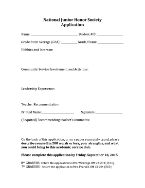 Fillable Online rrms pasco k12 fl National Junior Honor Society Application 1 .docx Fax Email ...