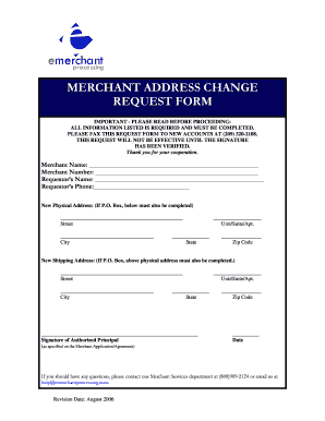 Fillable Online MERCHANT ADDRESS CHANGE REQUEST FORM Fax Email Print ...