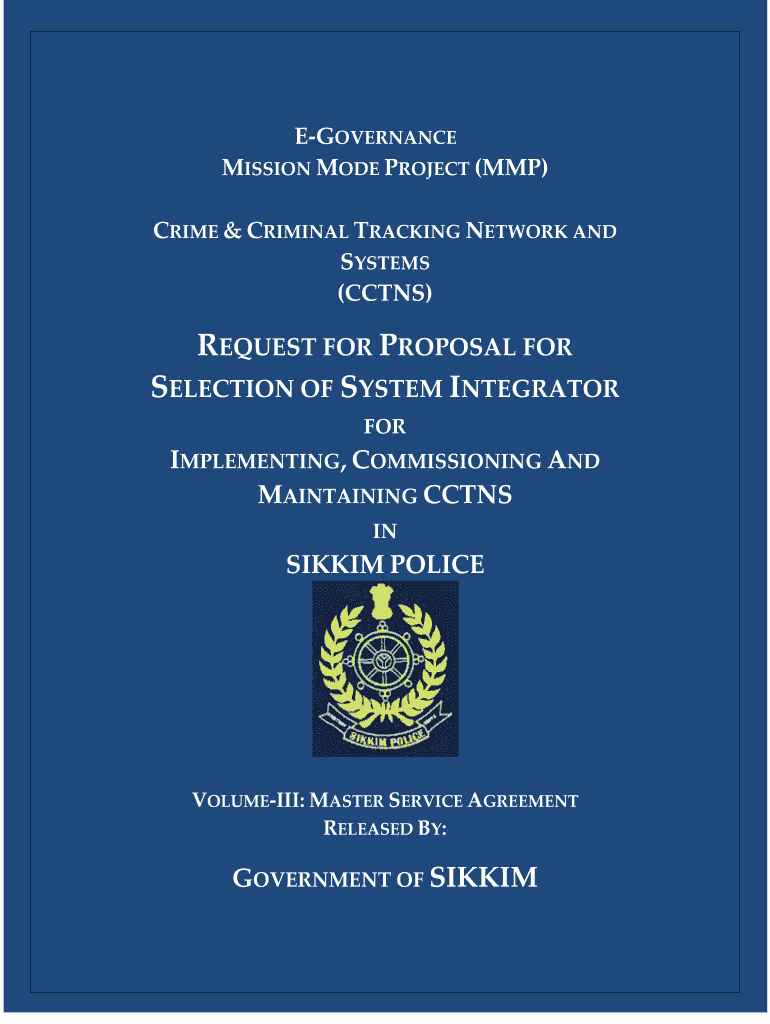 Fillable Online sikkimpolice nic E-GOVERNANCE MISSION MODE PROJECT MMP ...