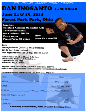 Fillable Online THE INOSANTO ACADEMY PROUDLY PRESENTS DAN INOSANTO In ...