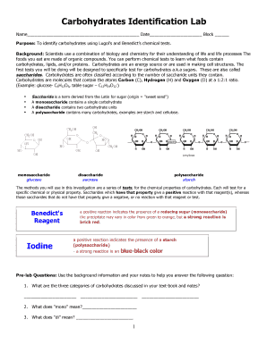 Fillable Online Carbohydrate identification lab 2014-2015doc Fax Email ...