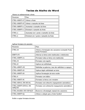 Fillable Online Teclas de Atalho do Word Fax Email Print - pdfFiller