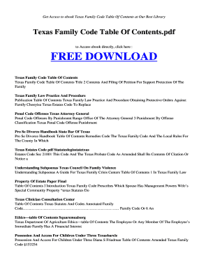 Fillable Online nasijagung esy TEXAS FAMILY CODE TABLE OF CONTENTS PDF ...