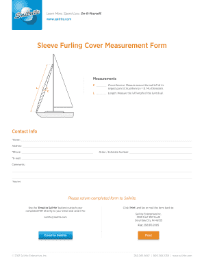 Fillable Online Sleeve Furling Cover Measurement Form - Sailrite Fax ...