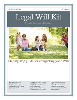 Fillable Online The Qubec Will Kit Fax Email Print - pdfFiller