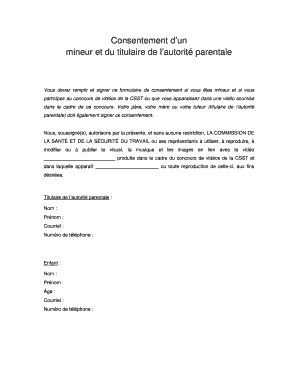 Remplissable En Ligne Consentement d'un mineur et du titulaire de l ...